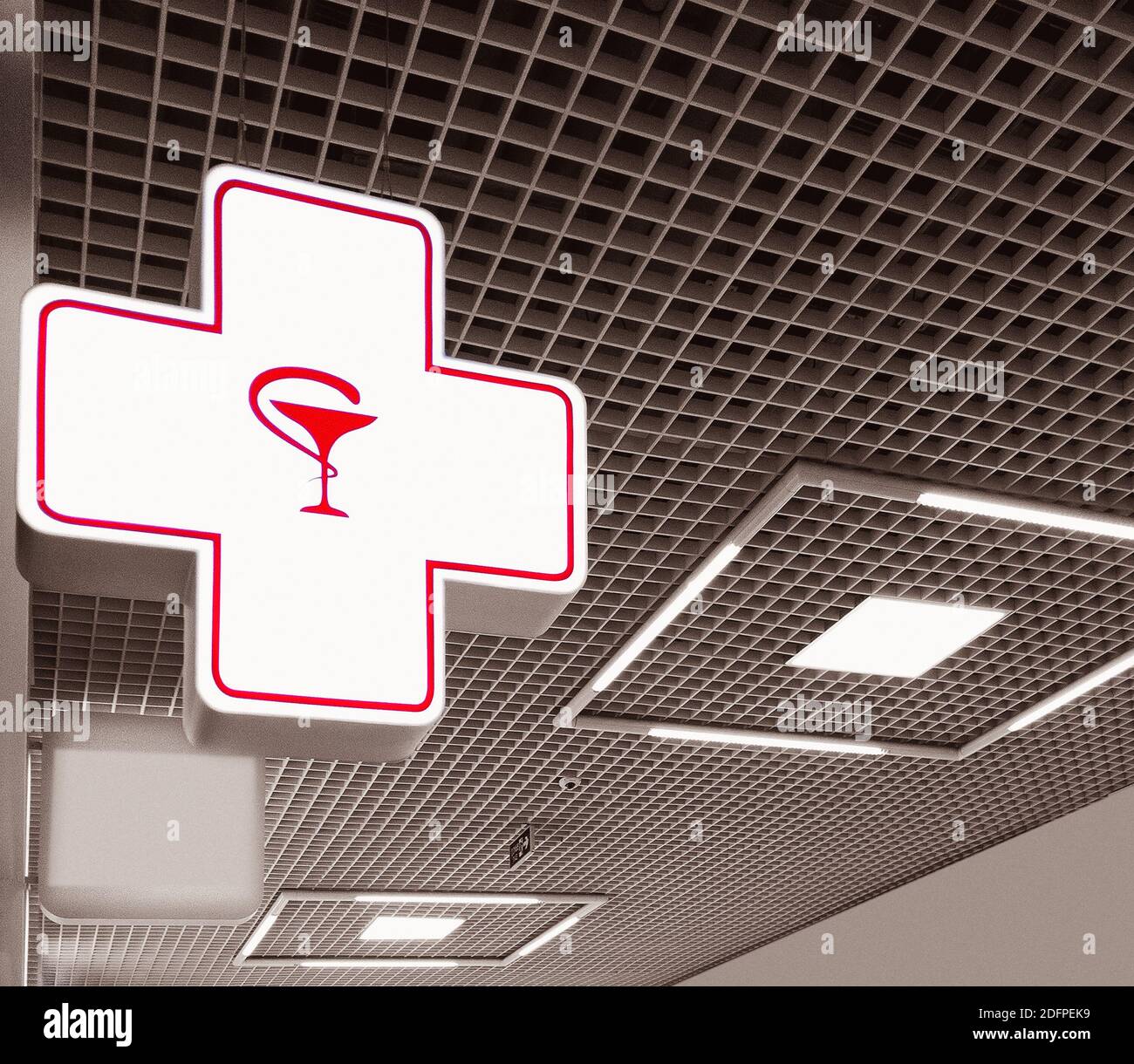 Pharmacy Sign in commercial interior Stock Photo - Alamy