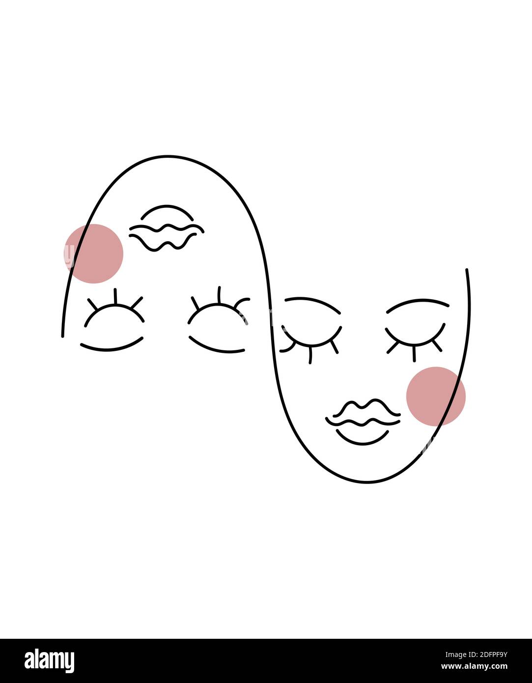 Poster with two female faces. Abstract hand drawn fashion background ...