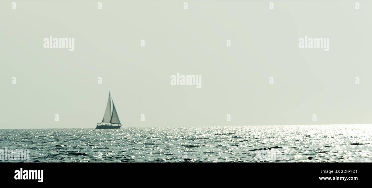 classic seascape with sail yacht Stock Photo - Alamy