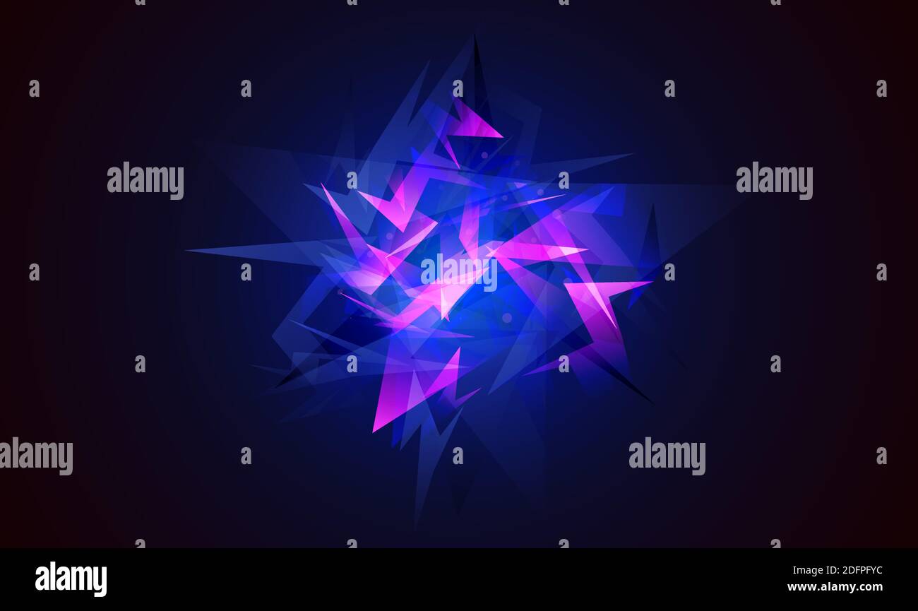 Vector abstract shapes explosion. Shards of broken glass. Glowing dynamic background for sport ...