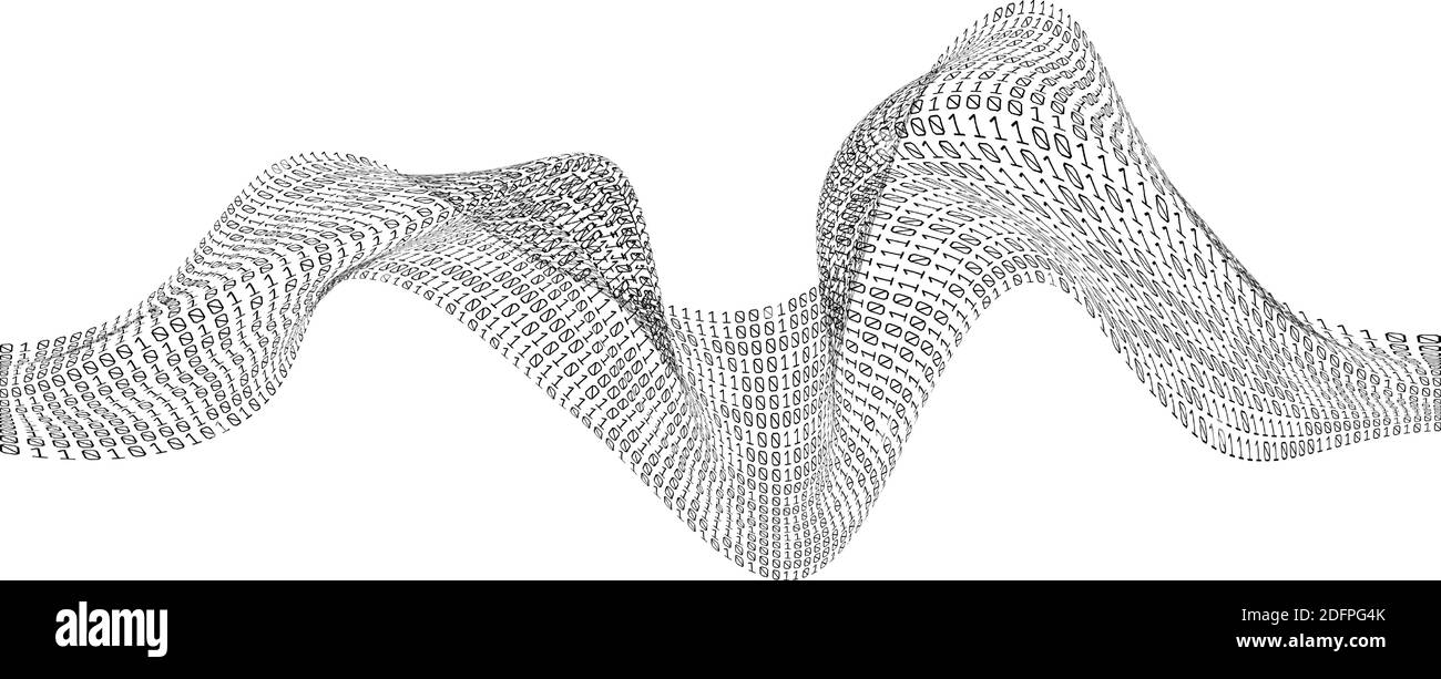 Binary code chaos wave. Digital technology. Data Sorting. Artificial intelligence.Big data.Smart ...