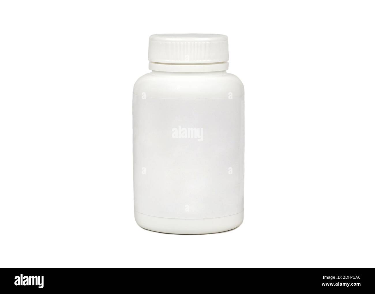 White plastic pill jar isolated on a white background Stock Photo - Alamy