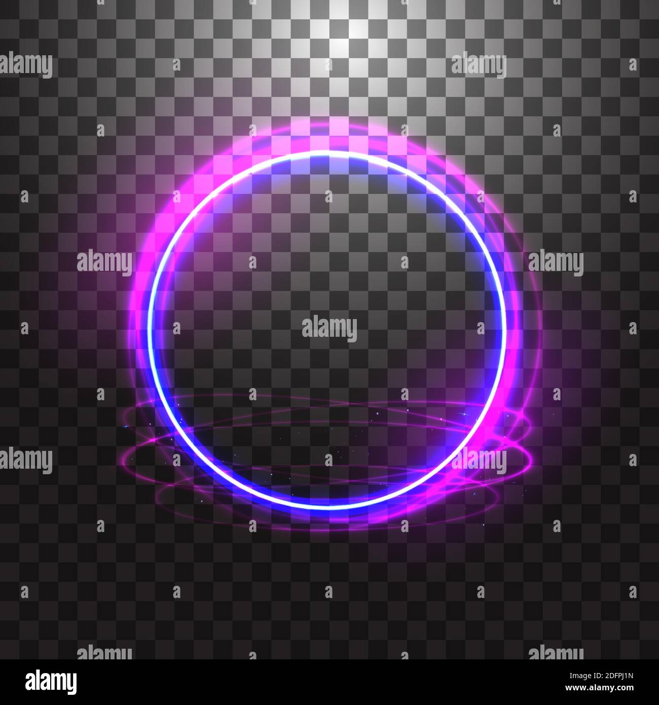 Vector neon gloving ring isolated on transparent background. Blue round ...