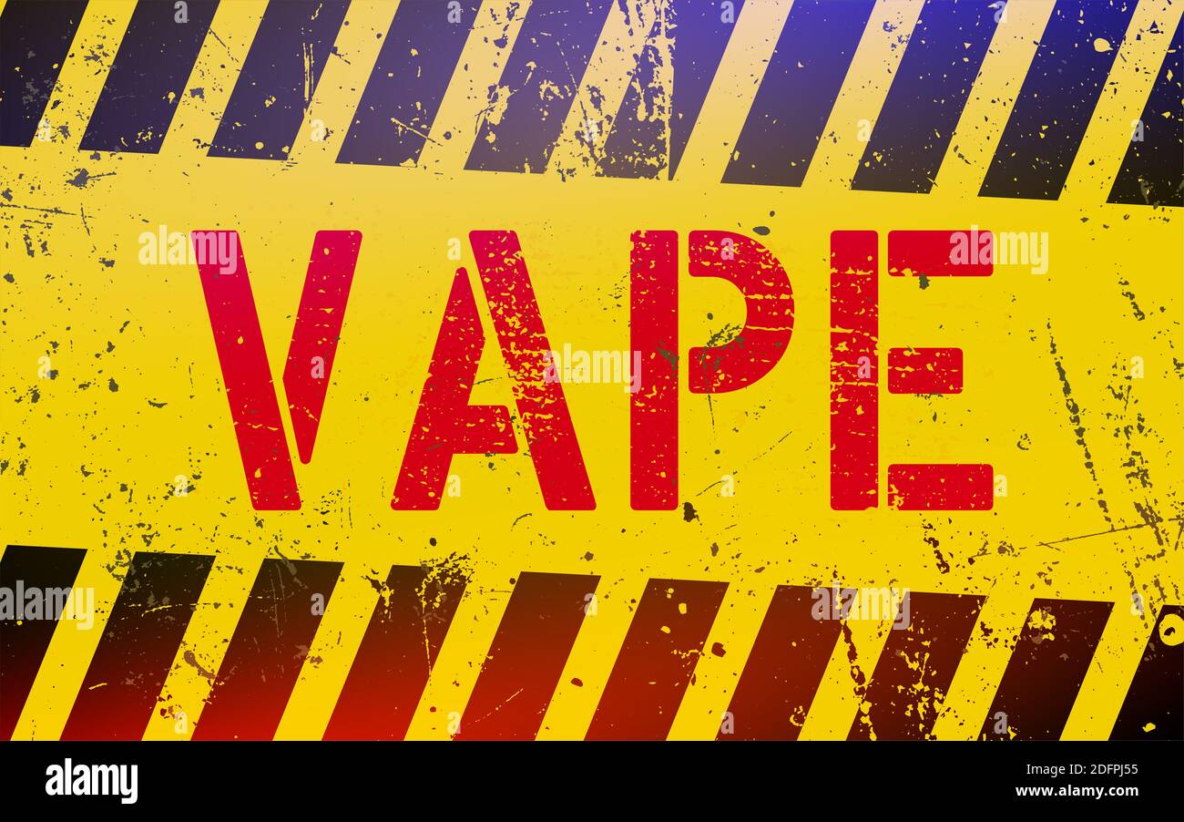 Vape lettering on danger sign with yellow and black stripes. Electronic ...