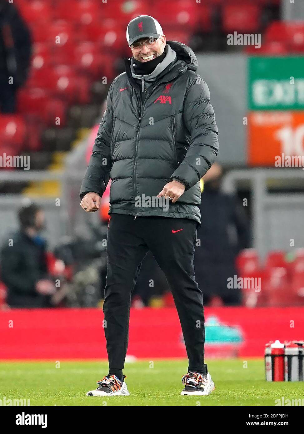 Liverpool manager Jurgen Klopp reacts to fans clapping, as he inspects ...