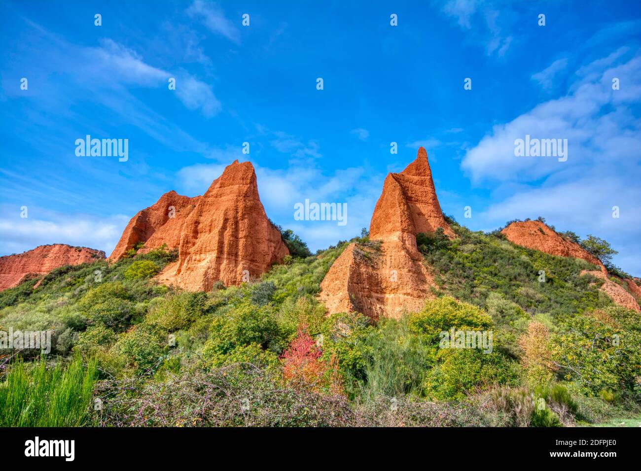 View of Las Medulas, antique gold mine in the province of Leon, Spain ...