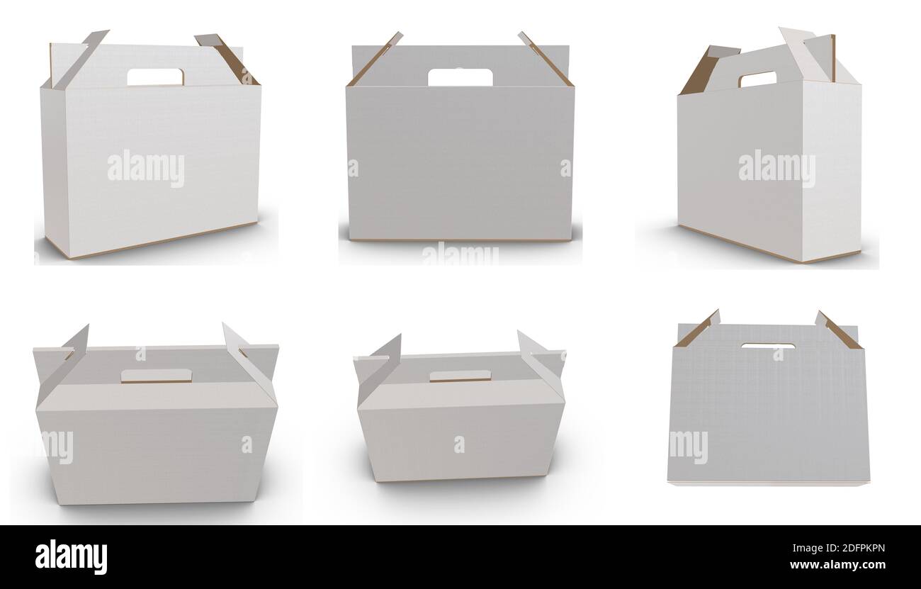 3D rendering - High resolution image white custom carrier box template ...