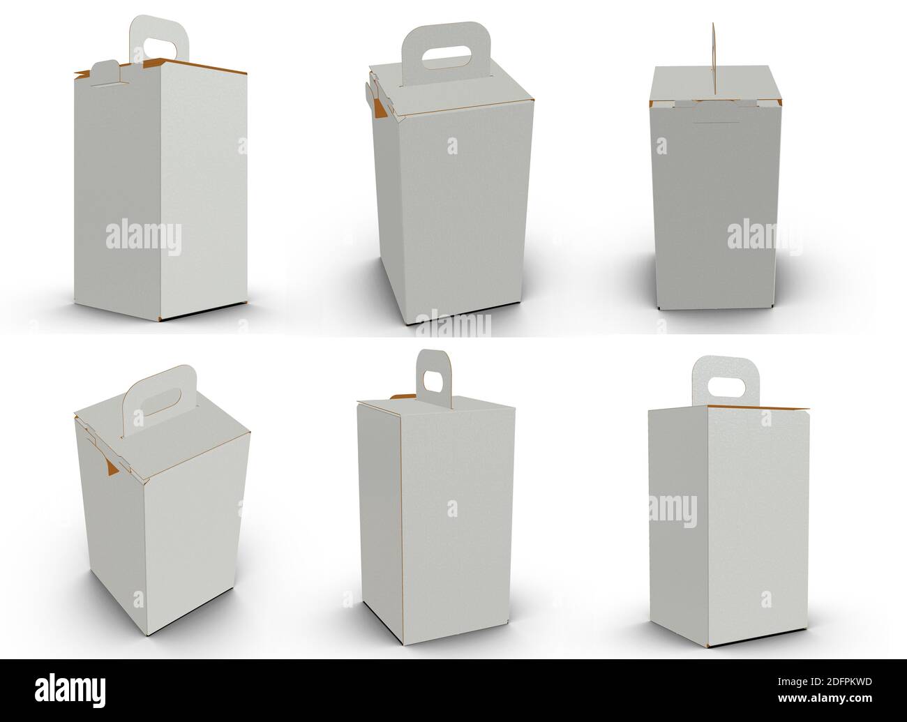 3D rendering - High resolution image basic box paper with handle on top ...