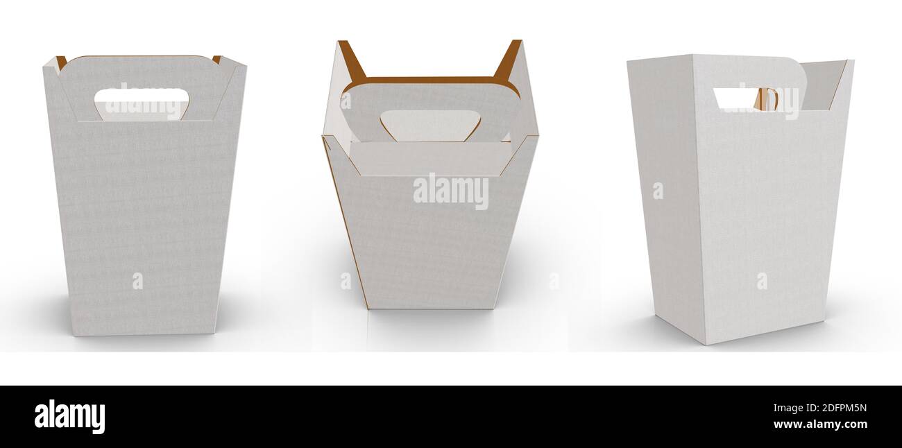 3D rendering - High resolution image white custom carrier box template ...