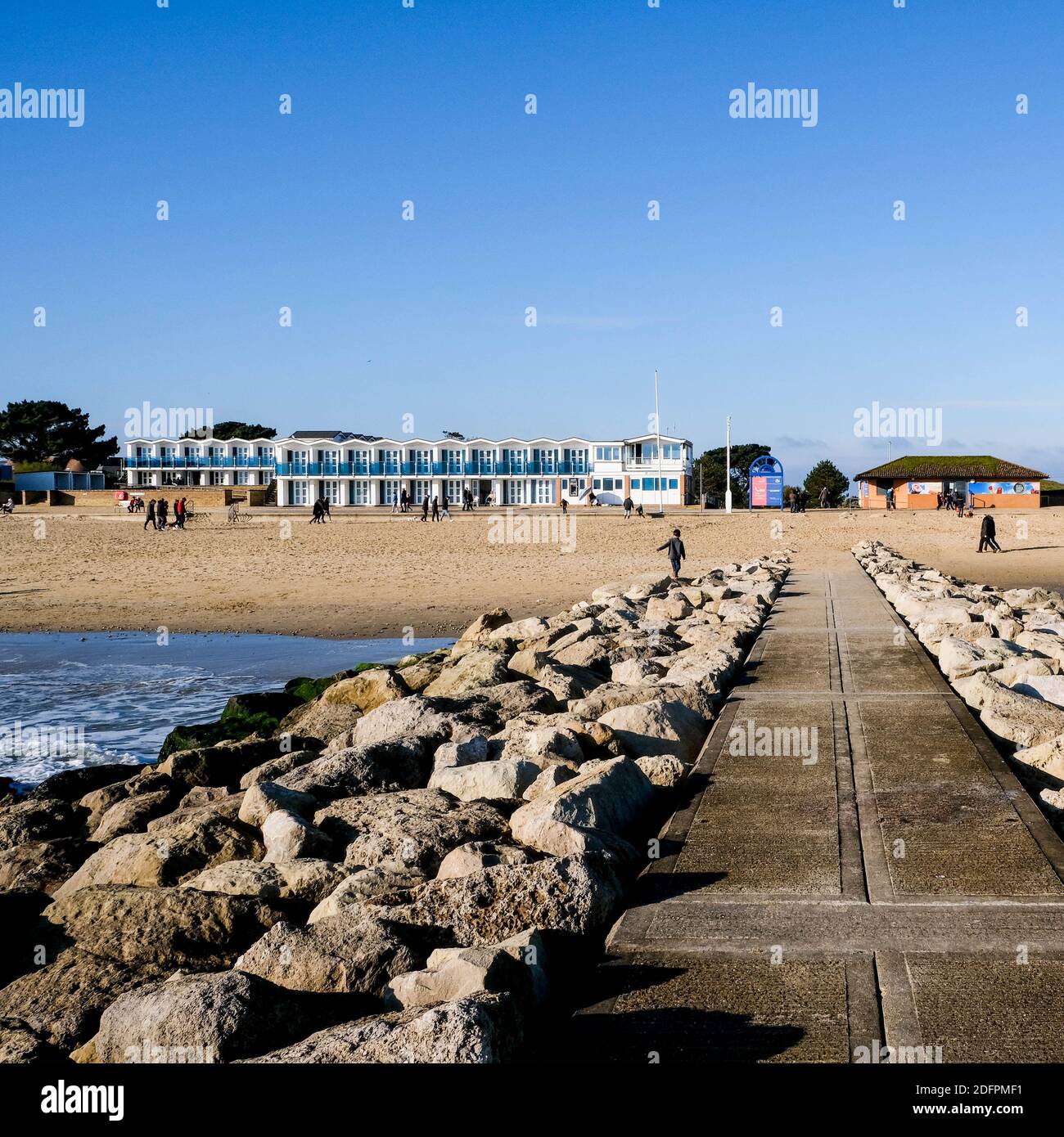 Poole Dorset UK, December 06 2020, Beach Huts On The Sea Shore With ...
