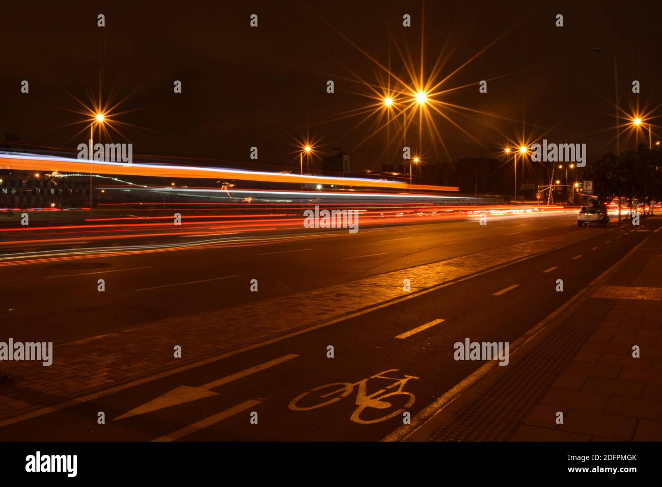 Long exposure lights at night on the road Stock Photo - Alamy