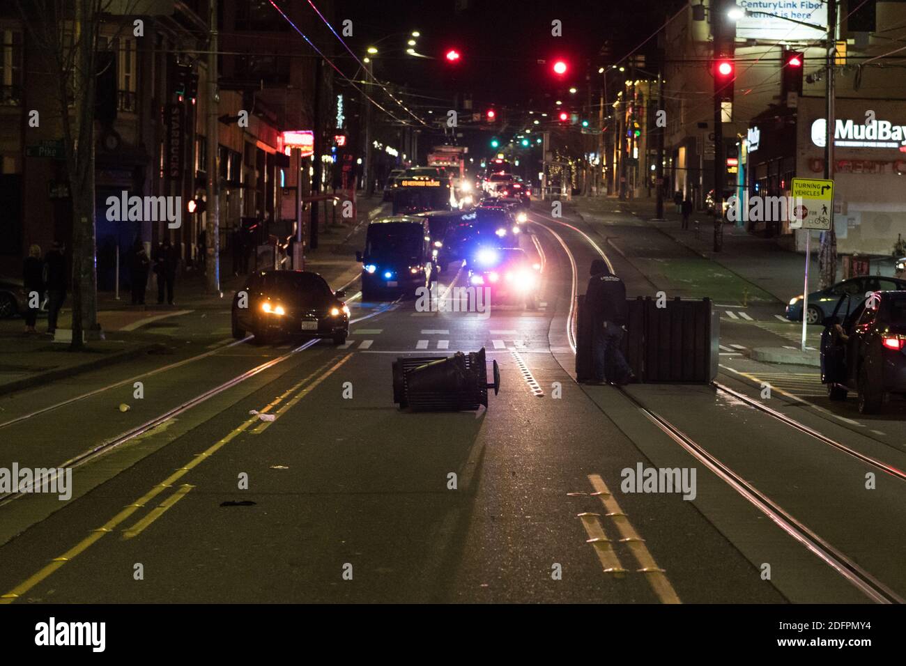 Seattle, USA. 30th Nov, 2020. Police pushing protestors on Capitol Hill ...