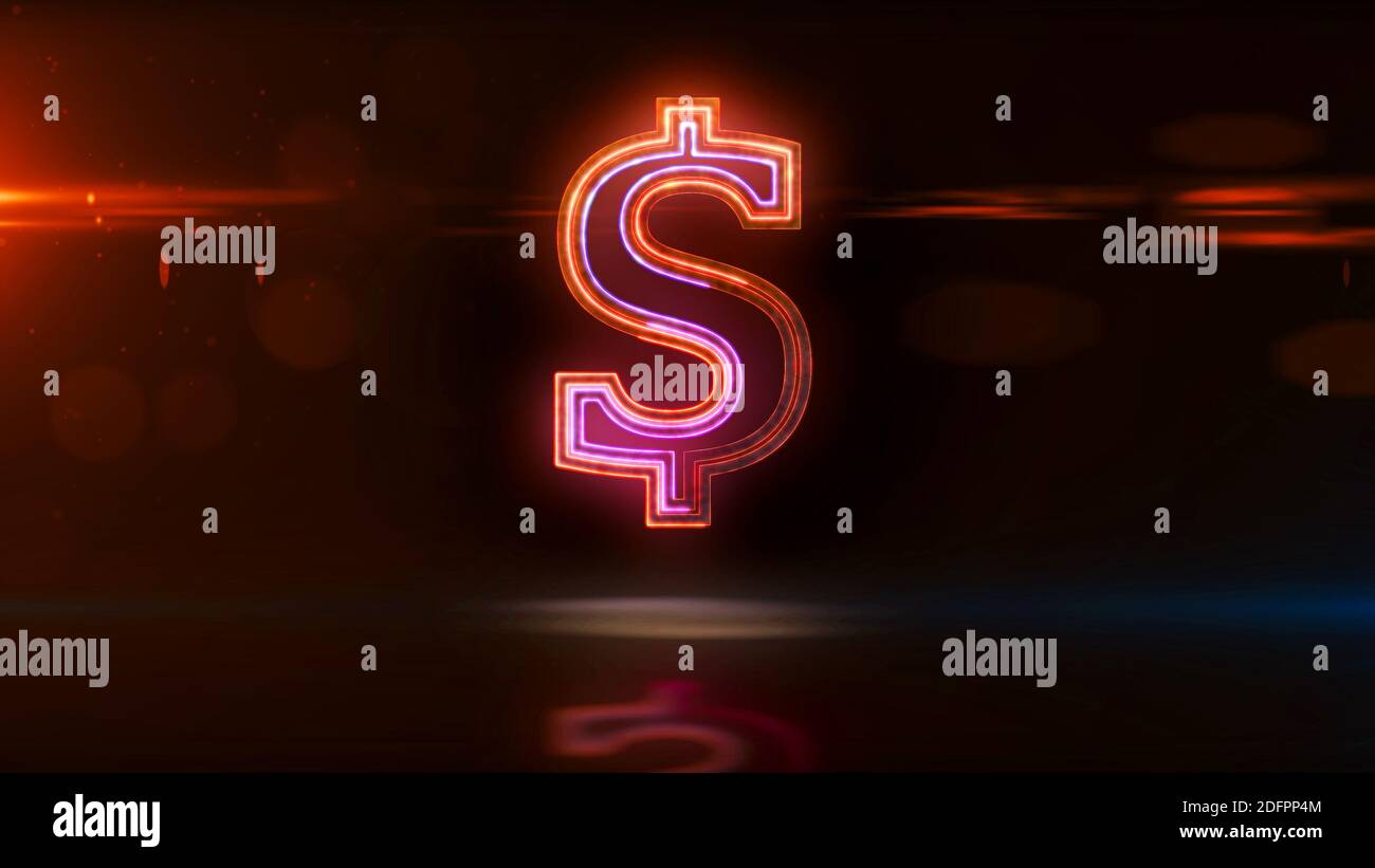 Dollar money symbol, money neon icon, cash sign loop concept ...