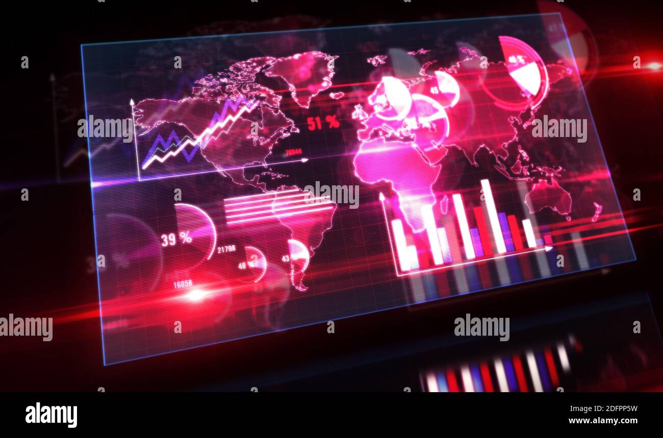 Chart and economic graph on computer screen. Business diagram, finance ...