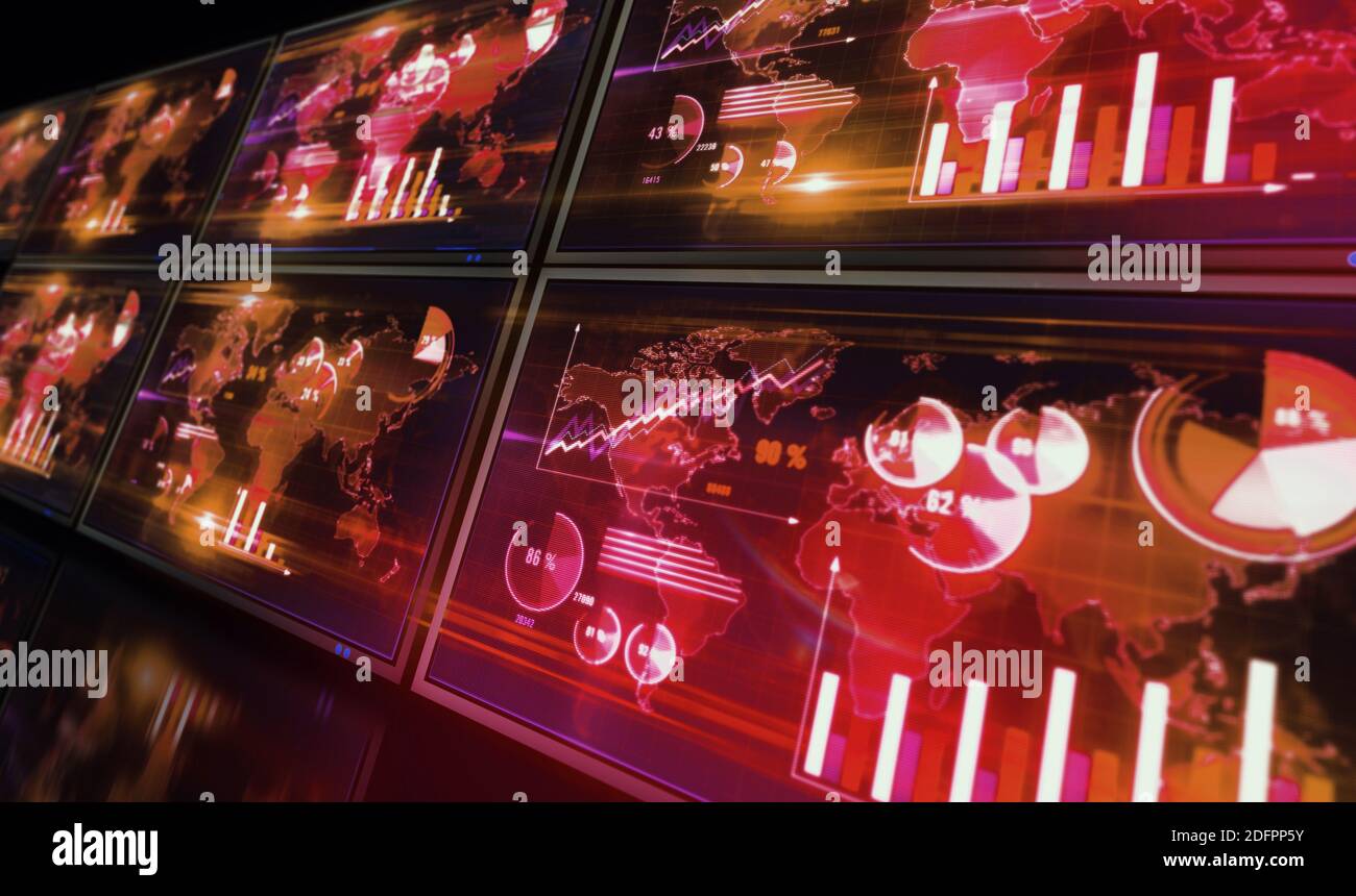 Chart and economic graph on computer screen. Business diagram, finance ...