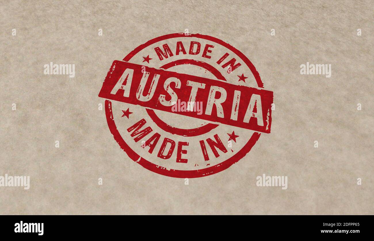 Made in Austria stamp icons in few color versions. Factory ...