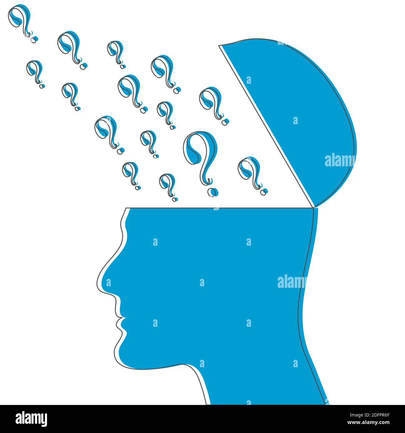 Silhouettes head with question mark. Vector flat illustration Stock ...
