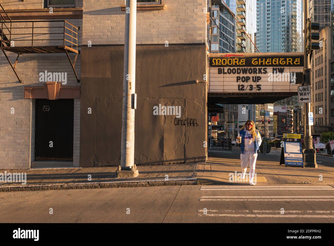 Seattle, USA. 2nd Dec, 2020. The Moore Theater downtown with the side ...