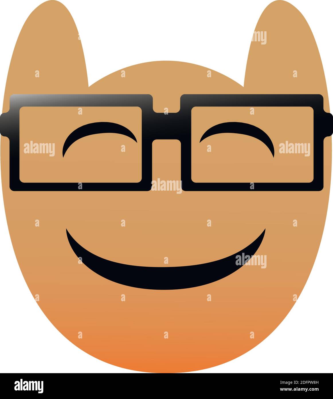 Funny owl face of a set with big eyes. Smart Glasses Kawaii Emoji ...