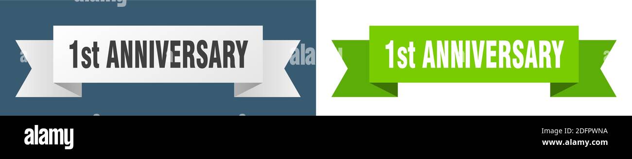 1st anniversary ribbon. 1st anniversary isolated paper banner. sign ...