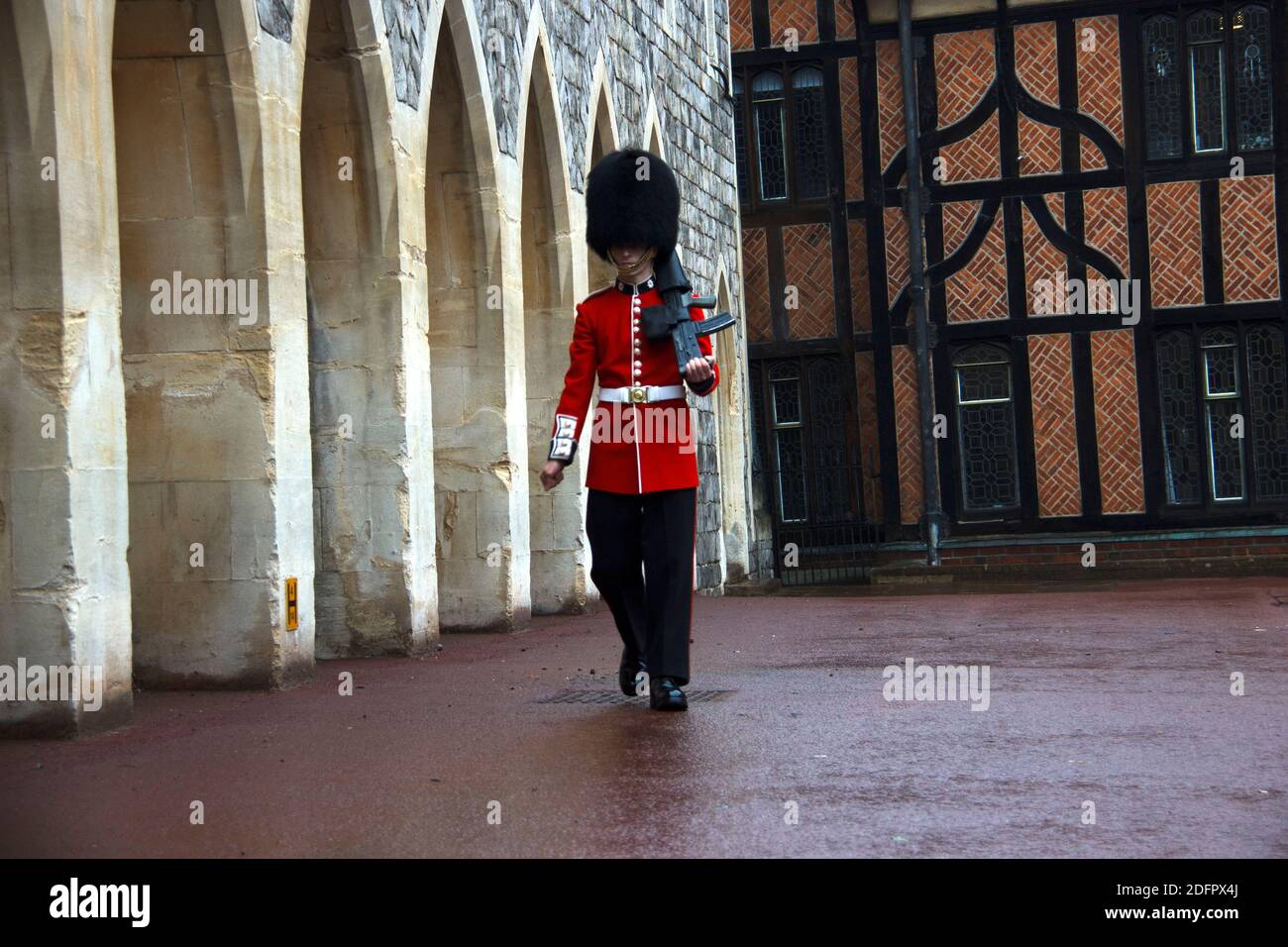 British Royal Guard outside Guard Room at Windsor Castle. Windsor ...