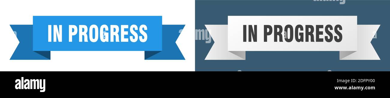 in progress ribbon. in progress isolated paper banner. sign Stock ...