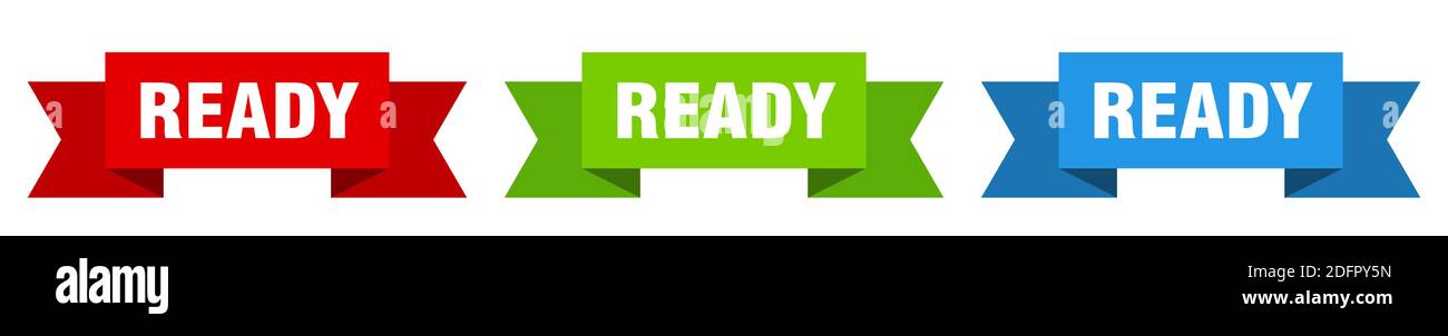 ready ribbon. ready isolated paper banner. sign Stock Vector Image ...