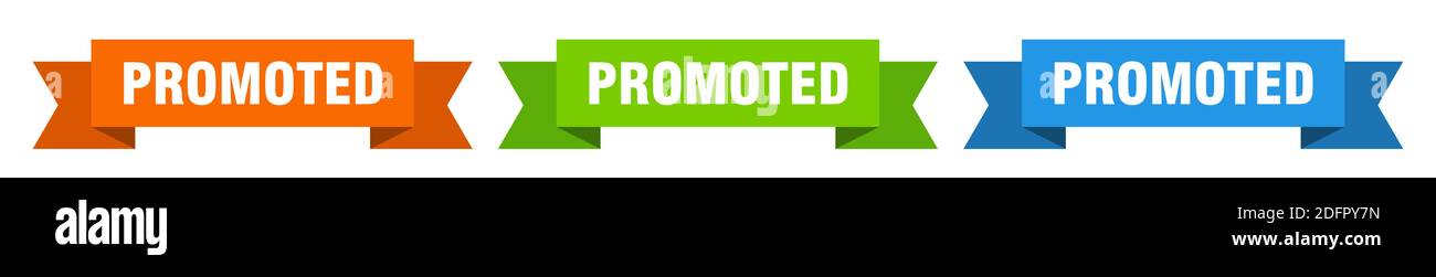 promoted ribbon. promoted isolated paper banner. sign Stock Vector ...
