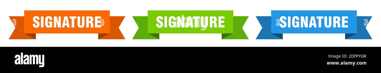 signature ribbon. signature isolated paper banner. sign Stock Vector ...