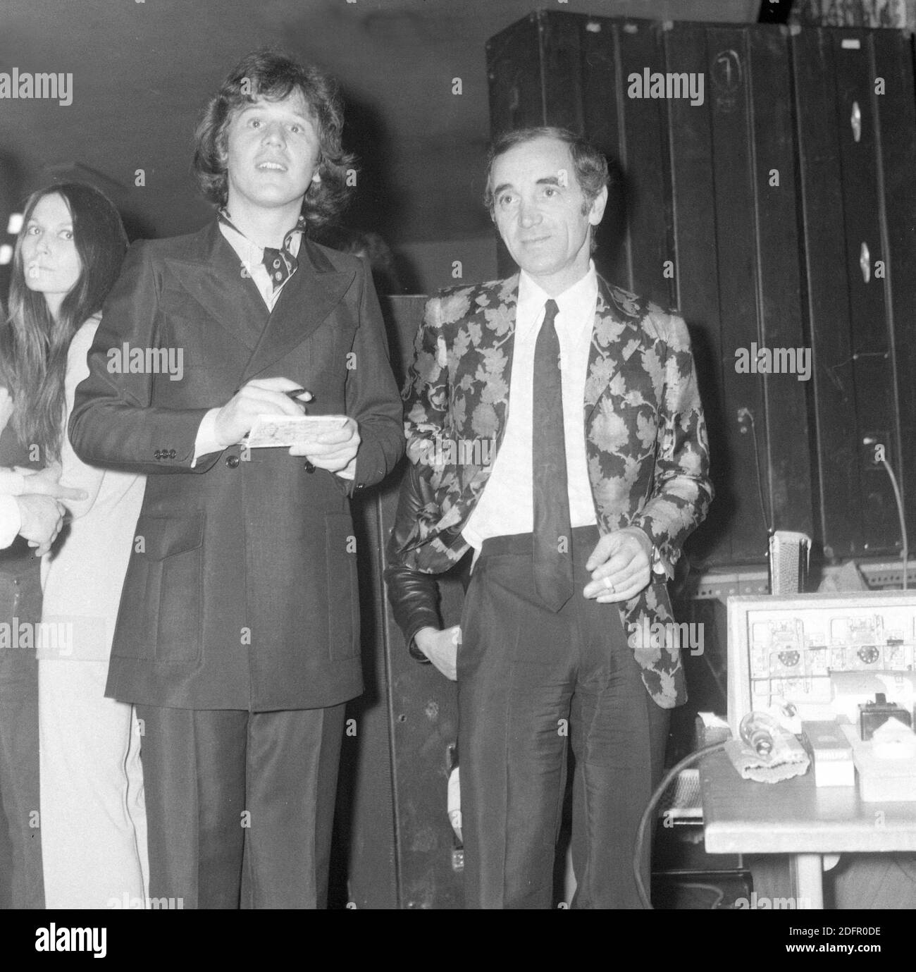 File - Charles Aznavour and his daughter Katia Aznavour at the premiere ...