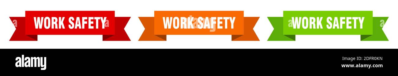 work safety ribbon. work safety isolated paper banner. sign Stock ...
