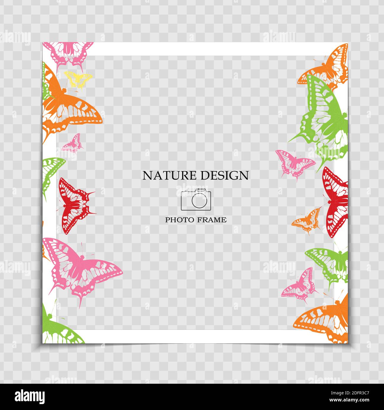 Natural Background Photo Frame Template with Butterfly for post in ...