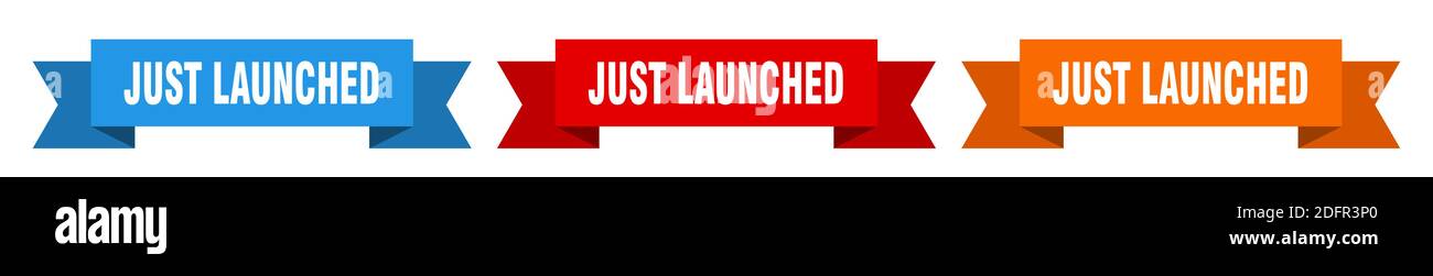 just launched ribbon. just launched isolated paper banner. sign Stock ...