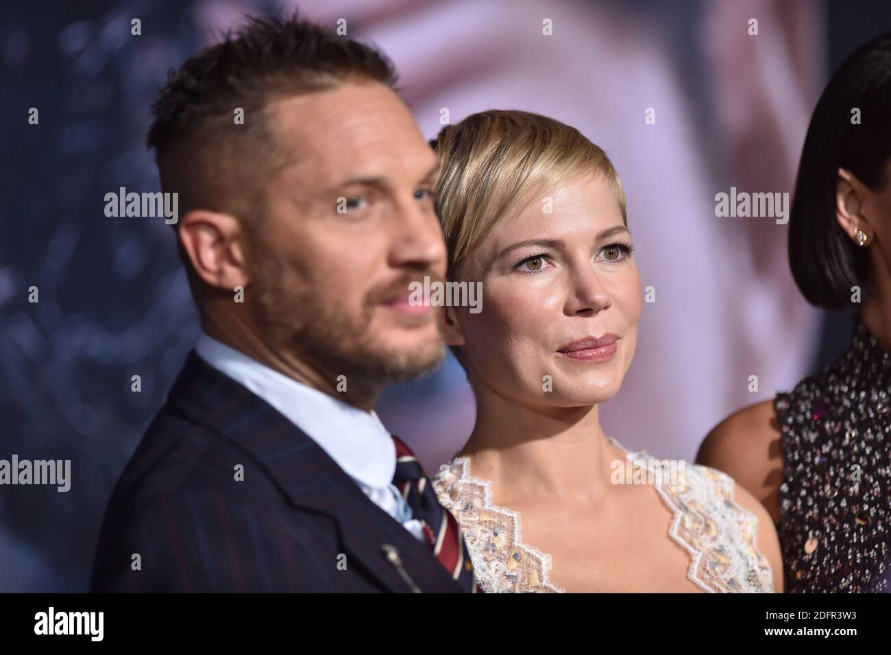 Tom Hardy and Michelle Williams attend the premiere of Columbia Pictures' 'Venom' at Regency ...