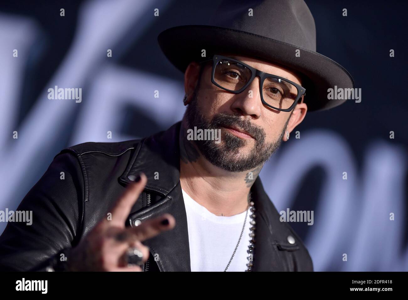AJ McLean attends the premiere of Columbia Pictures' 'Venom' at Regency ...