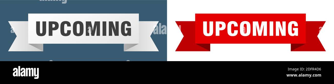 upcoming ribbon. upcoming isolated paper banner. sign Stock Vector ...