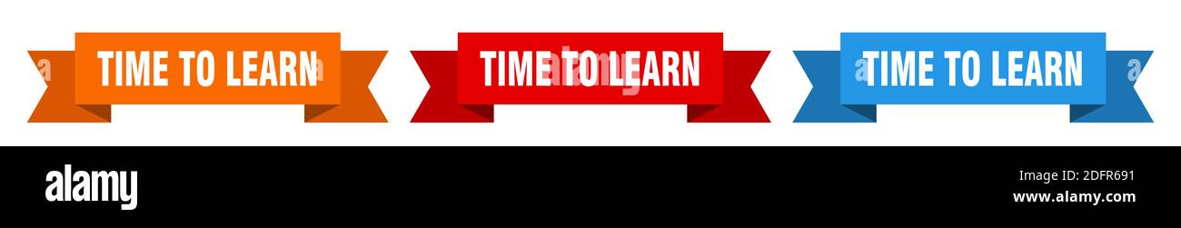 time to learn ribbon. time to learn isolated paper banner. sign Stock ...