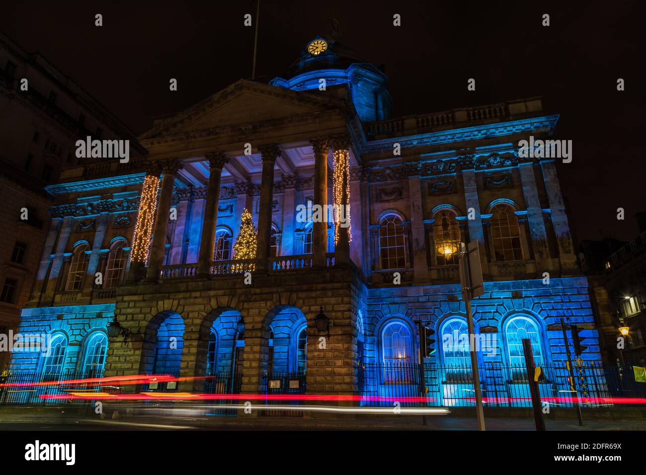 Traffic passes the Town Hall of Liverpool in December 2020 as its ...