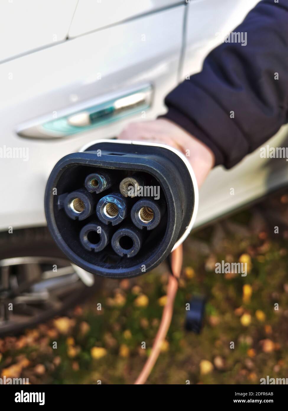 Berlin, Germany - December 6, 2020: View to the charger of an eco ...