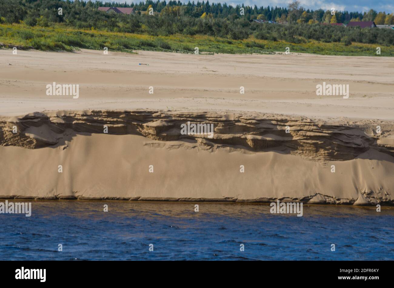 Sandy shore erosion. Sand erosion Stock Photo - Alamy