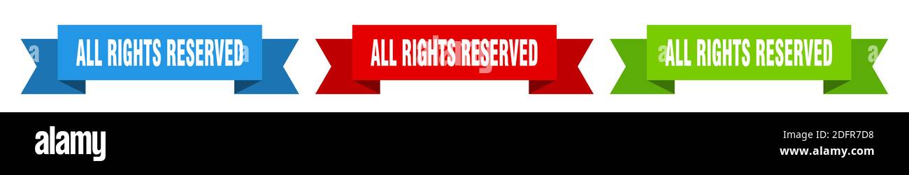all rights reserved ribbon. all rights reserved isolated paper banner ...
