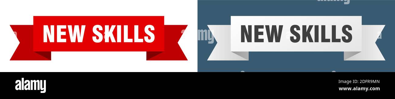 new skills ribbon. new skills isolated paper banner. sign Stock Vector ...