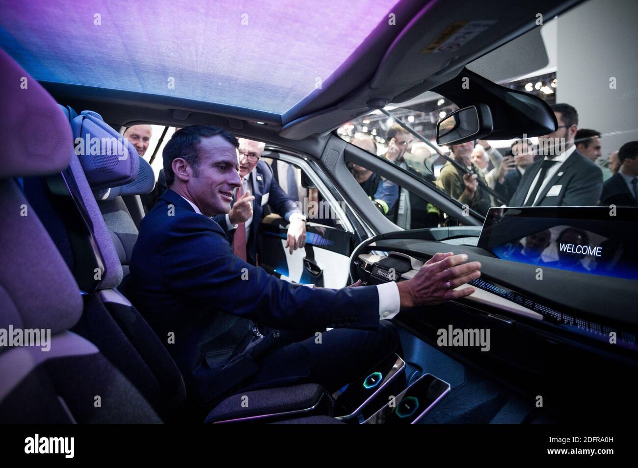 Sur le stand de FAURECIA. Emmanuel MACRON (President de la Republique ...