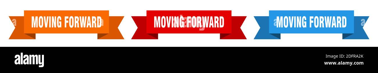 moving forward ribbon. moving forward isolated paper banner. sign Stock ...