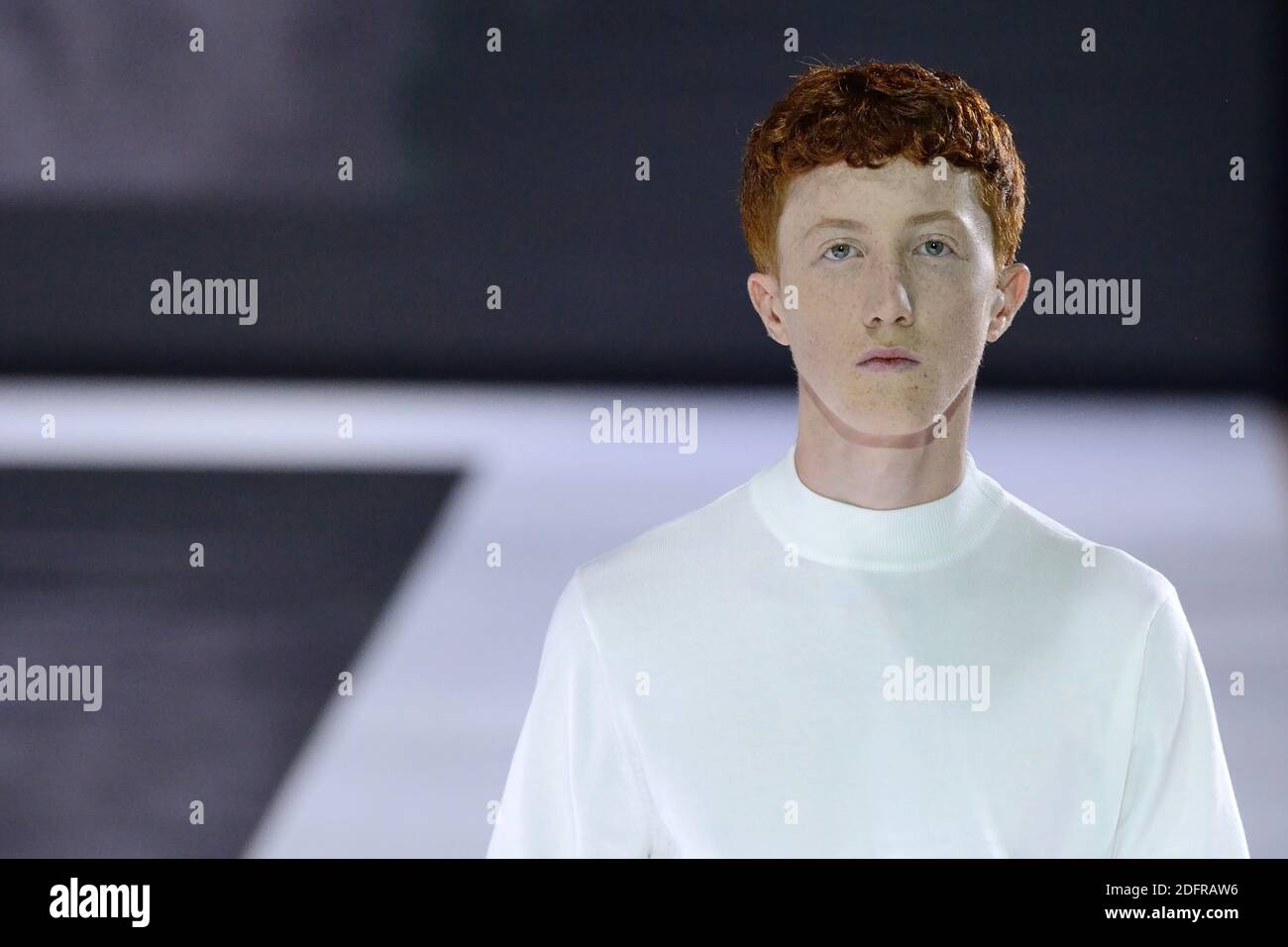 Jimmy, winner of the french Final walks the runway during the Elite ...