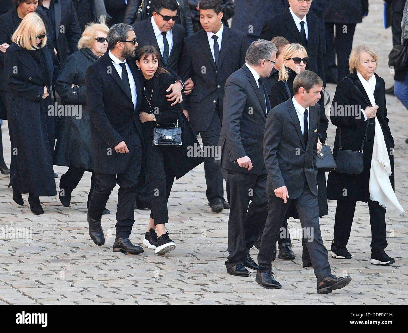 Charles Aznavour family members, including granddaughter Leila, his ...
