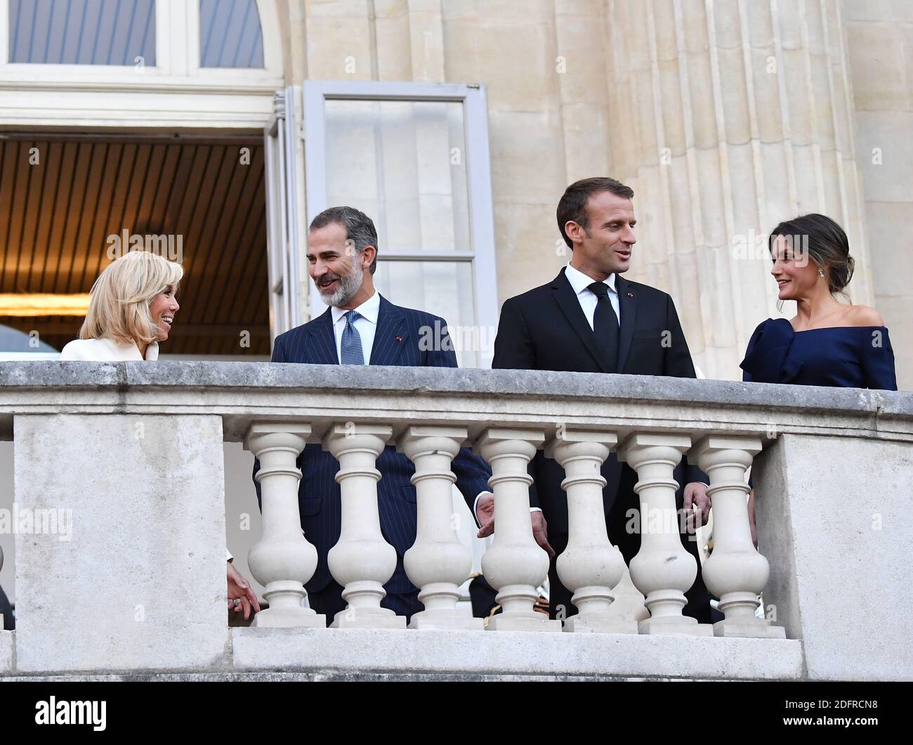 King Felipe of Spain, Queen Letizia of Spain, French President Emmanuel ...