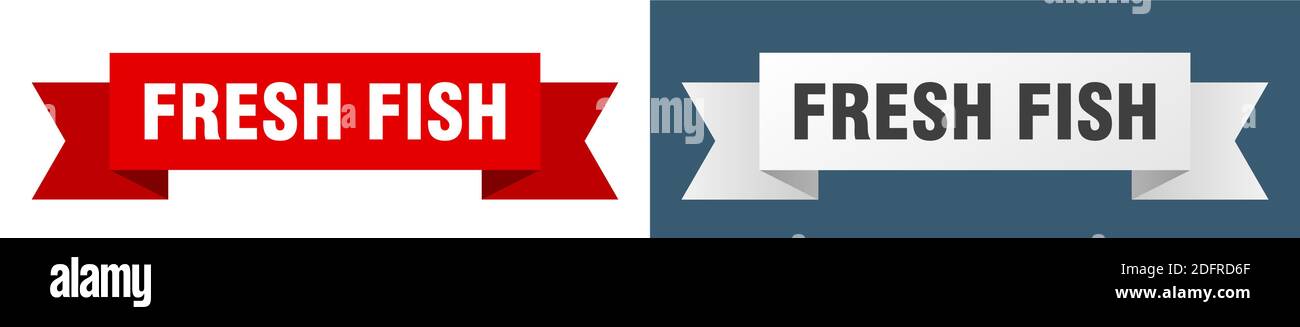 fresh fish ribbon. fresh fish isolated paper banner. sign Stock Vector ...