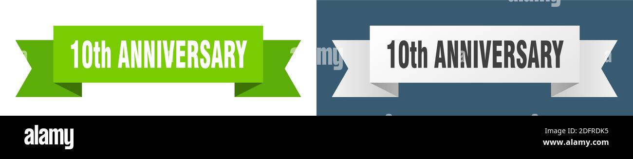 10th anniversary ribbon. 10th anniversary isolated paper banner. sign ...