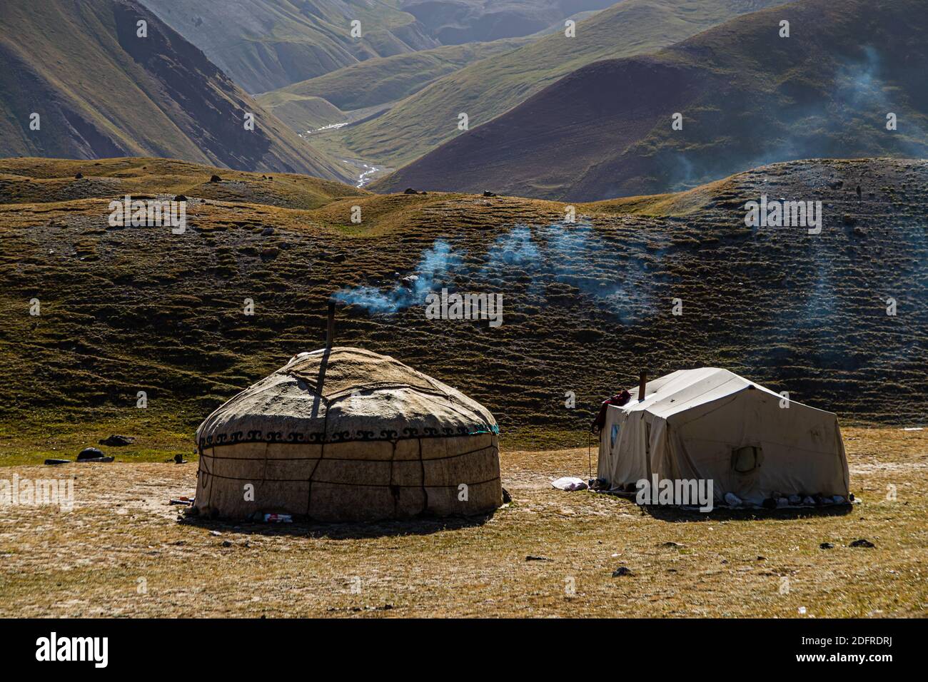 Nomads in yurts at Peak Lenin, Kyrgyzstan Stock Photo - Alamy
